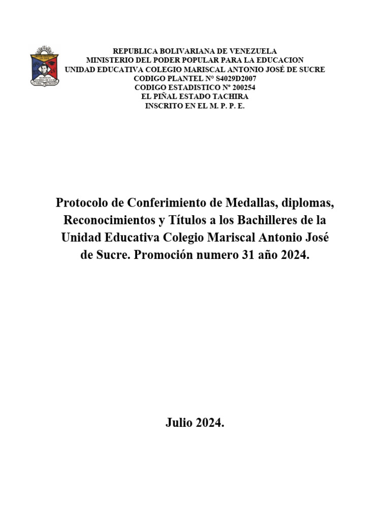 Acto Protocolar 2024 | PDF