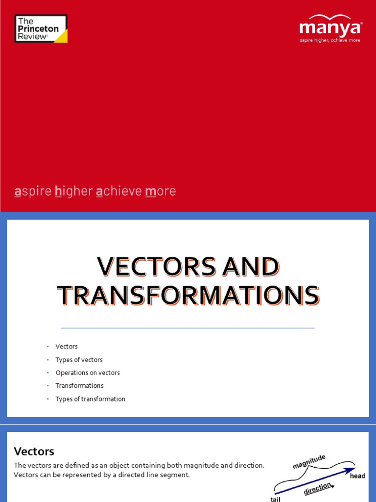 Demo Class 10 Vectors and Transformation | PDF | Euclidean Vector | Line (Geometry)