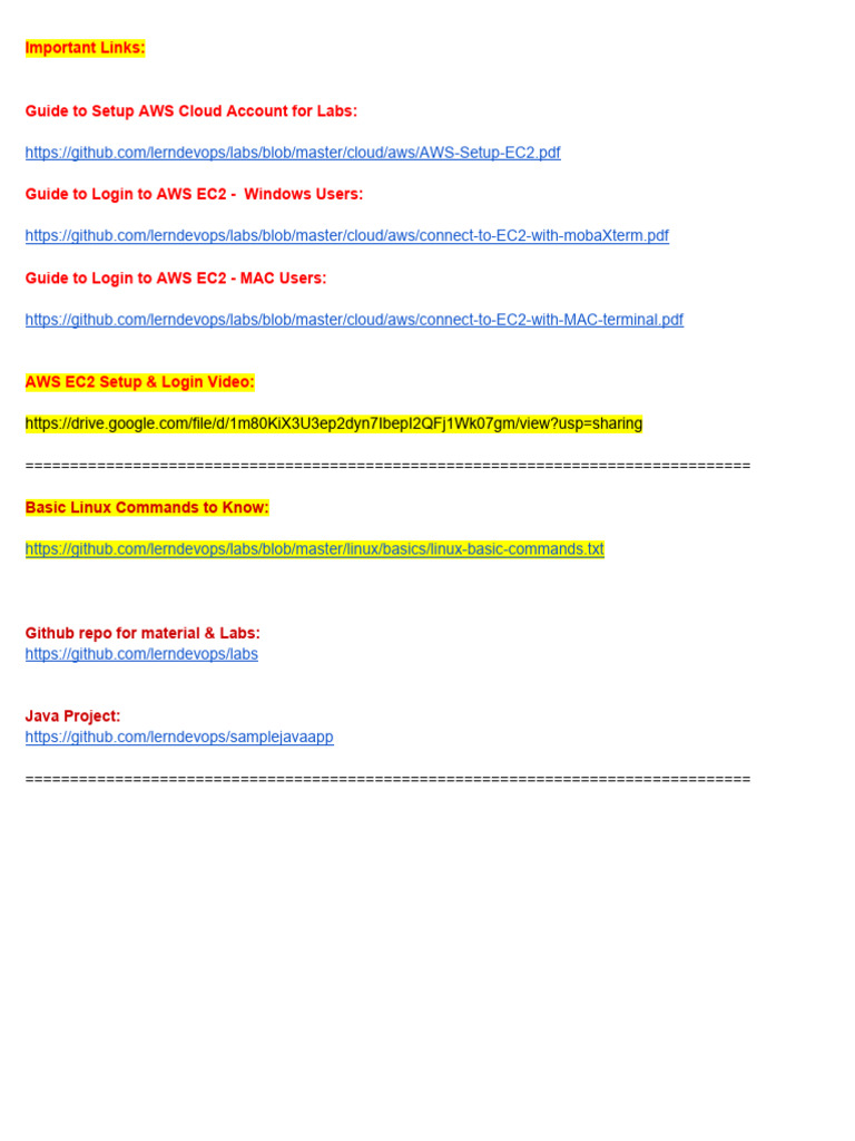 Important Links Pdf