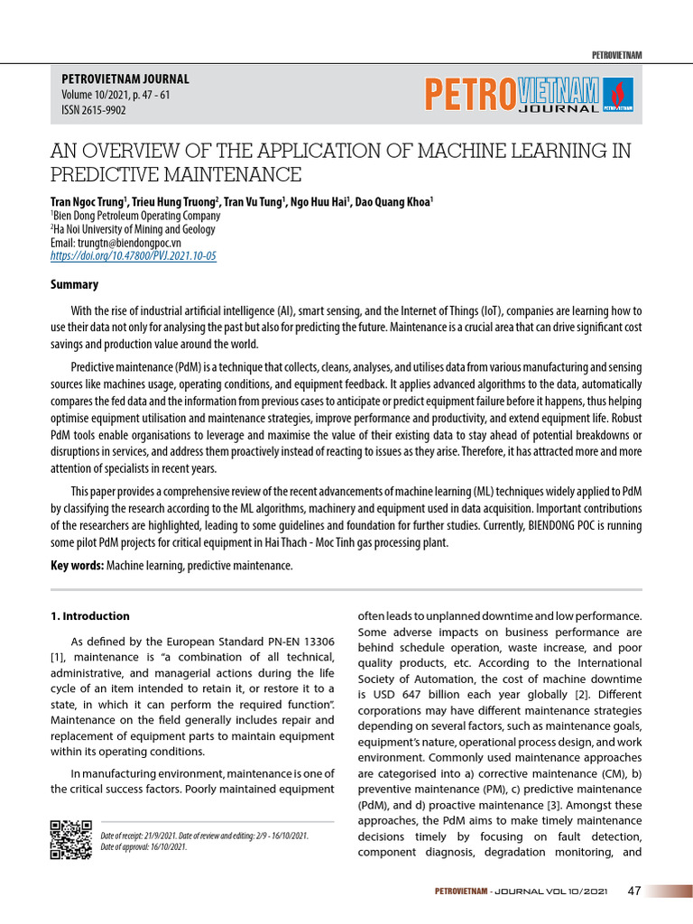 An Overview of The Application of Machin | PDF | Principal Component Analysis | Artificial ...
