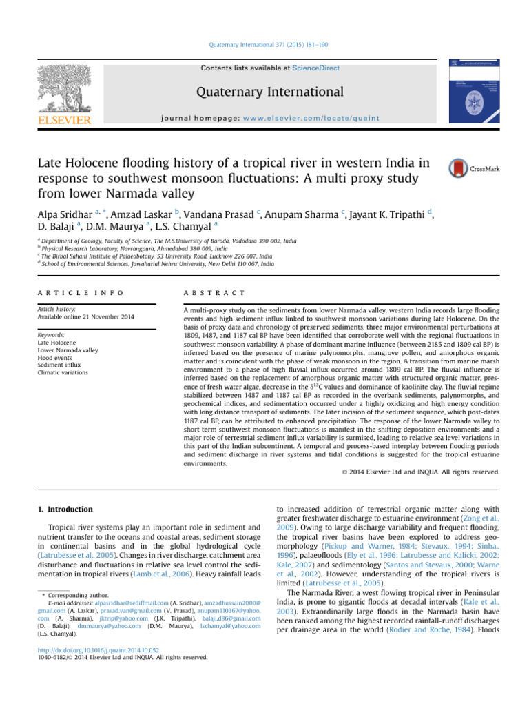 2015 - Quaternary International | PDF | River | Holocene