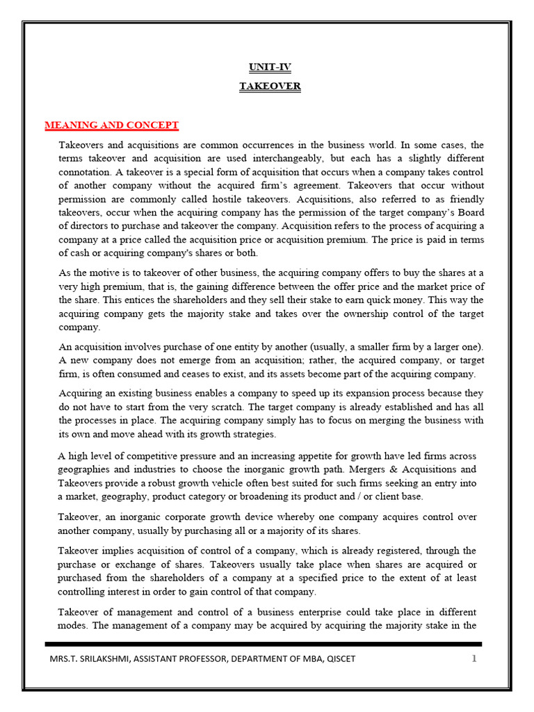 Takeover Strategies Explained | PDF | Takeover | Mergers And Acquisitions
