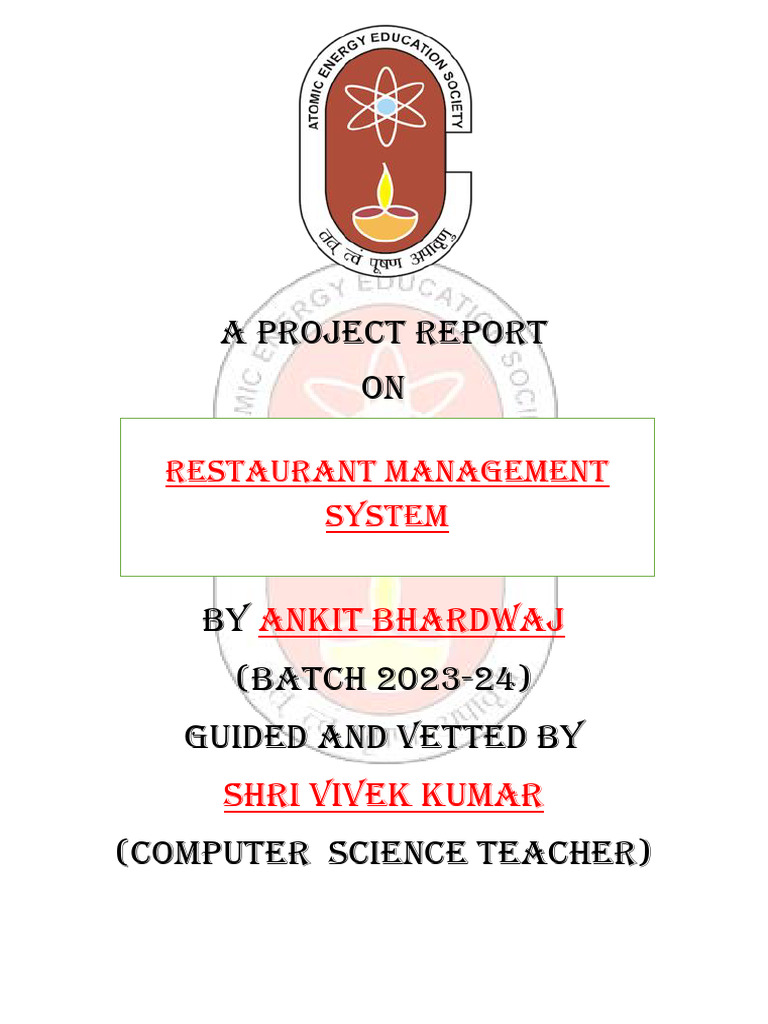 RESTAURANT MANAGEMENT SYSTEM | PDF | Python (Programming Language) | Software