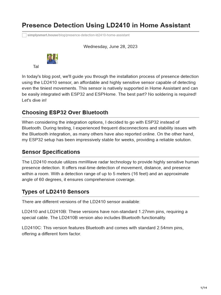 simplysmart.house-Presence Detection Using LD2410 in Home Assistant | PDF | Bluetooth | Automation