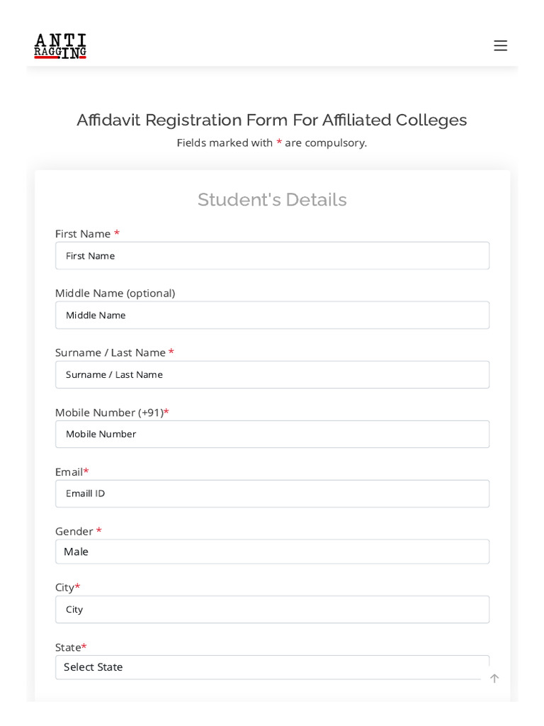 Anti Ragging - Ragging in College - Anti Ragging Affidavit Updated ...