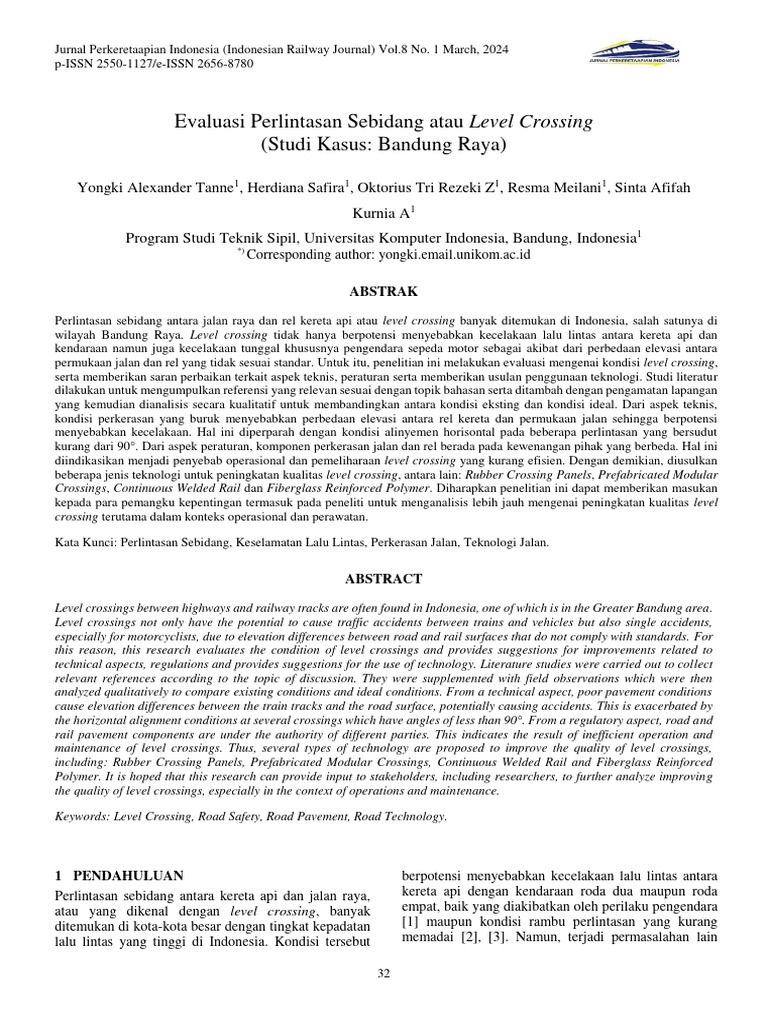 Evaluasi Perlintasan Sebidang Atau Level Crossing | PDF | Sains & Matematika | Teknologi & Rekayasa