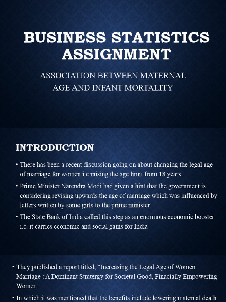 Business Statistics Assignment | PDF | Pregnancy | Infant Mortality