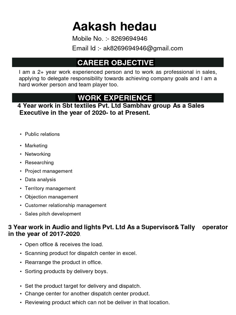 Aakash Hedau Resume 2023 | PDF | Business