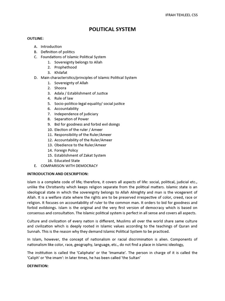 Political System of Islam | PDF | Caliphate | Shura