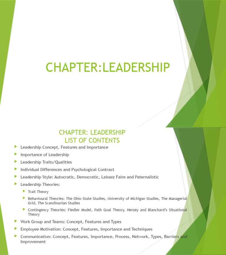 Leadership Chapter Outline | PDF