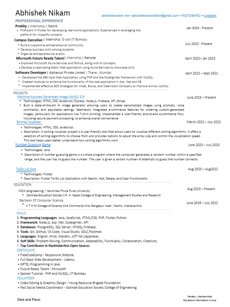 Abhishek Resume_CV (3) | Download Free PDF | Php | My Sql