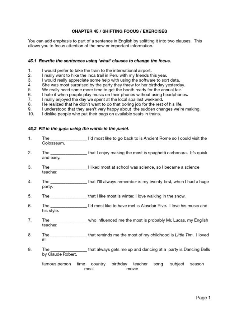 CHAPTER 45 _ SHIFTING FOCUS _ EXERCISES | PDF