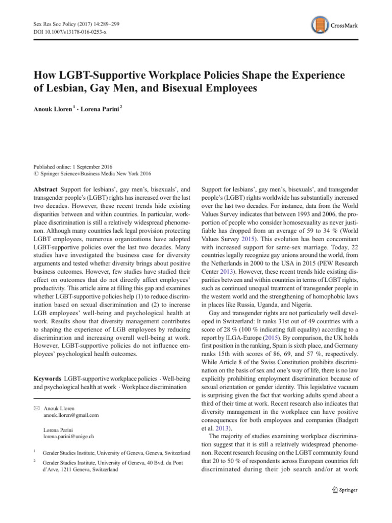 How LGBT-Supportive Workplace Policies Shape The Experience | PDF ...