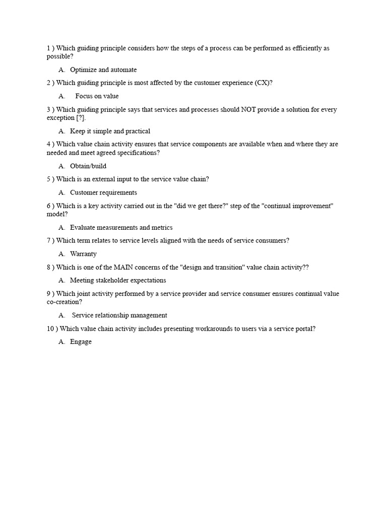 ITIL 4 Sample MCQ 3 | PDF