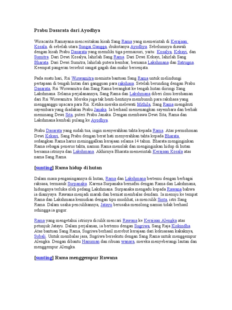 Prabu Dasarata Dari Ayodhya | PDF | Sejarah | Agama & Spiritualitas
