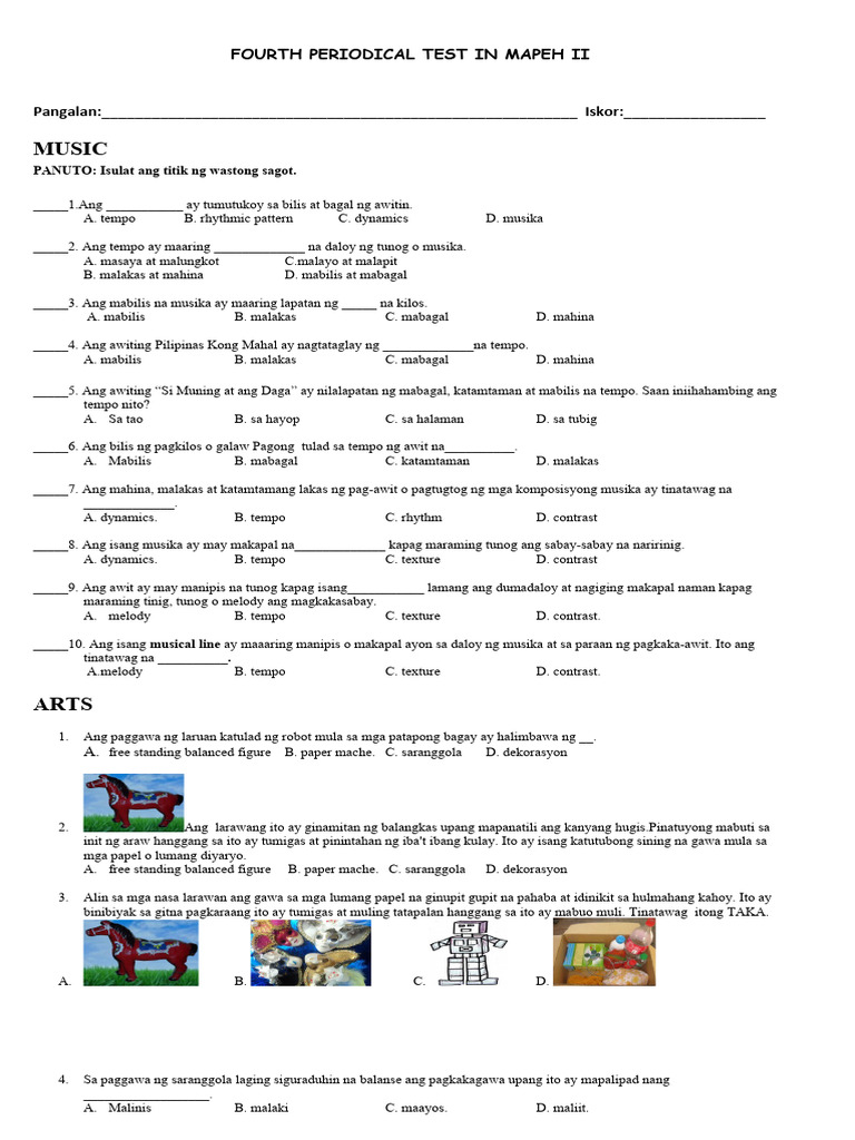 7 MAPEH 2 - 4th. Periodical Test | PDF