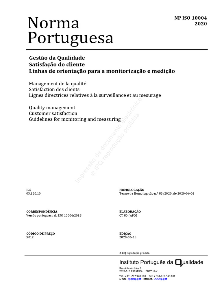 ISO 10004:2020 - Gestão Da Qualidade Satisfação Do Cliente | PDF ...
