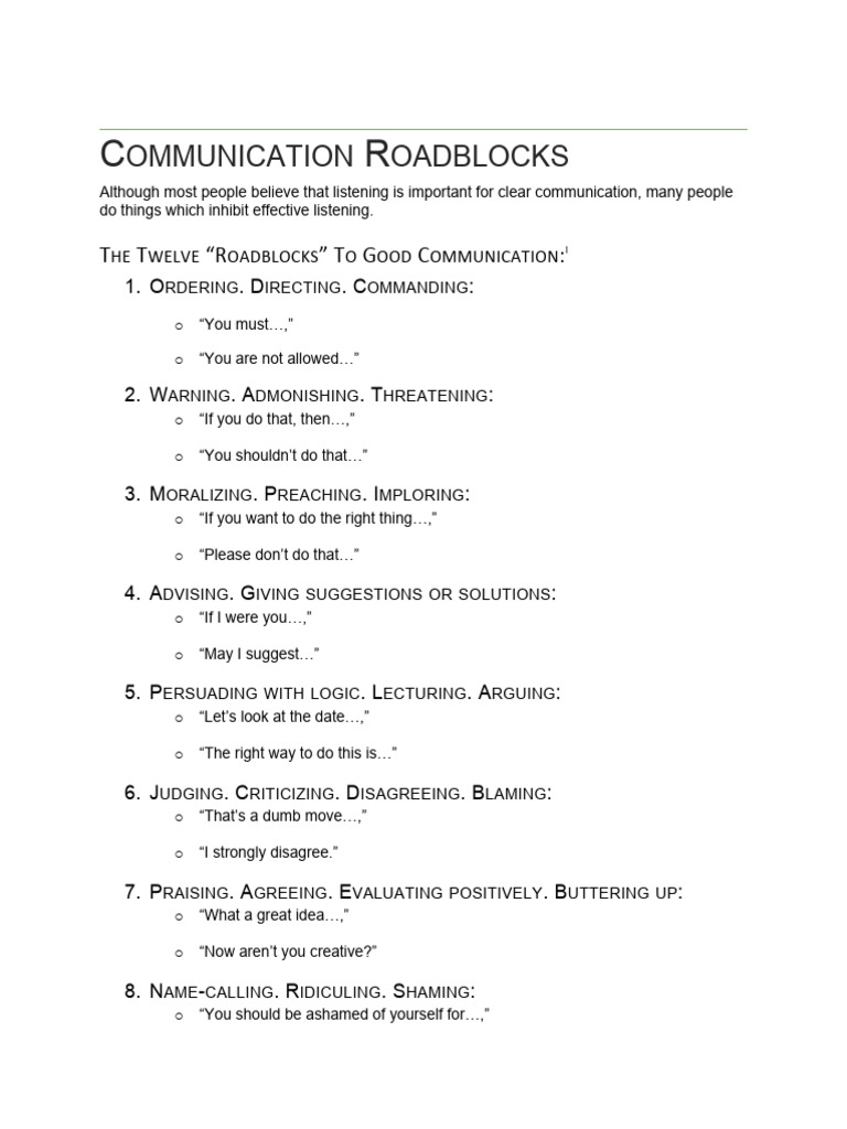 12 Communication Roadblocks Explained | PDF