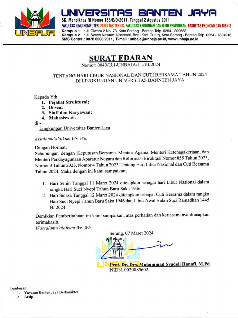 Edaran Libur Hari Nyepi 2024 | PDF