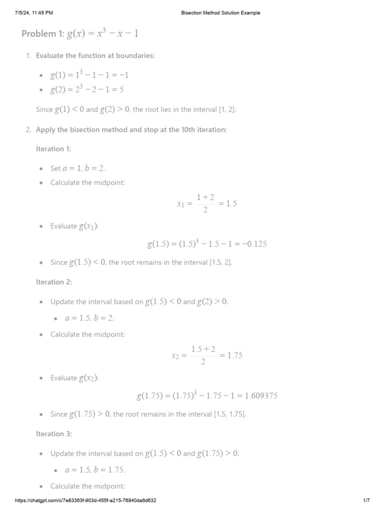 Bisection Method Solution Example | PDF | Mathematics | Mathematical ... Bisection Method Solution Example | PDF | Mathematics | Mathematical ...