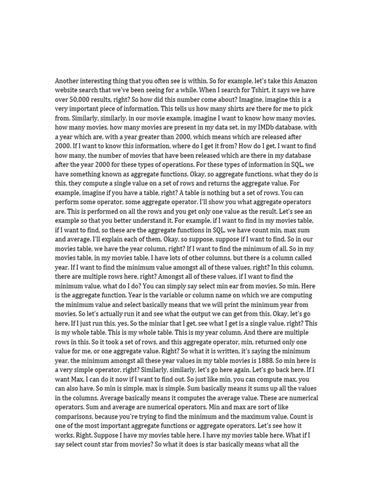 5714 Aggregate Functions Count Min Max Avg Sum Mp4 Pdf Table Database Sql
