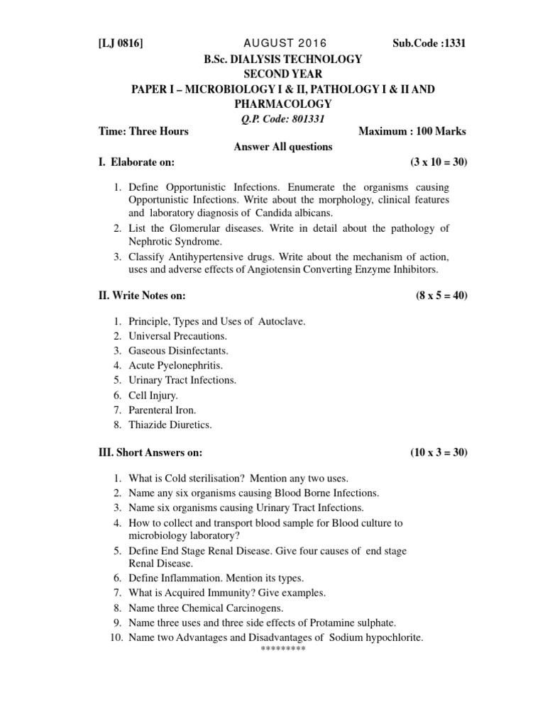 Hemodialysis Question Book | PDF | Infection | Kidney