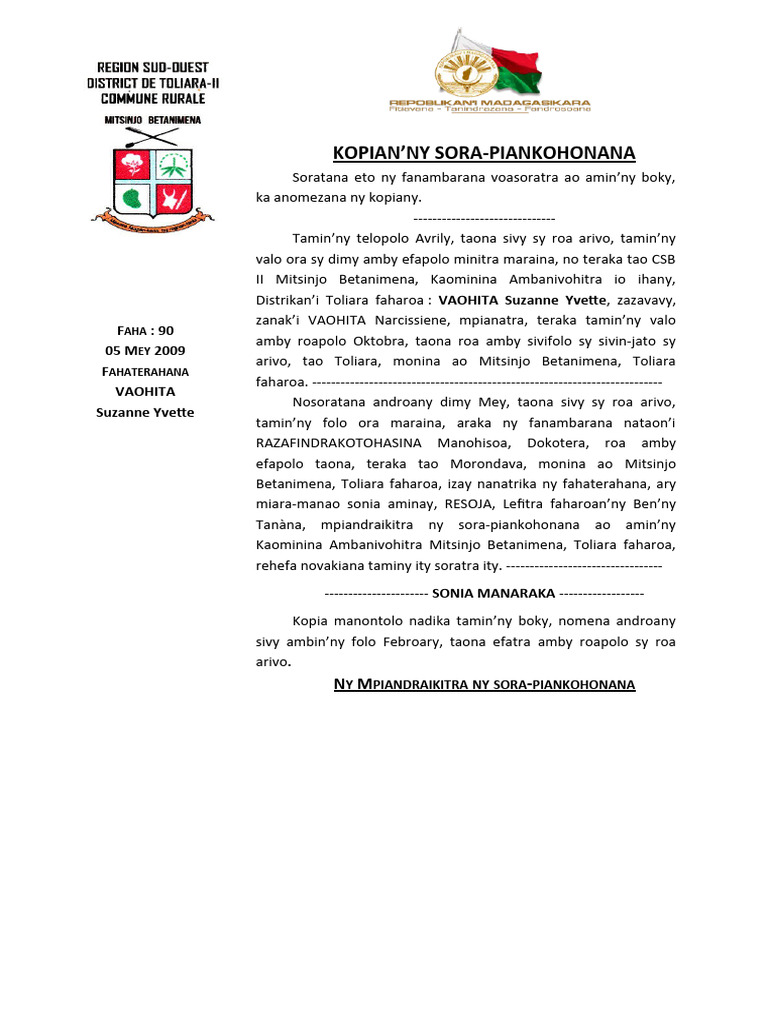 KOPIA Logo Mitsinjo VAOHITA Suzanne Yvette | PDF