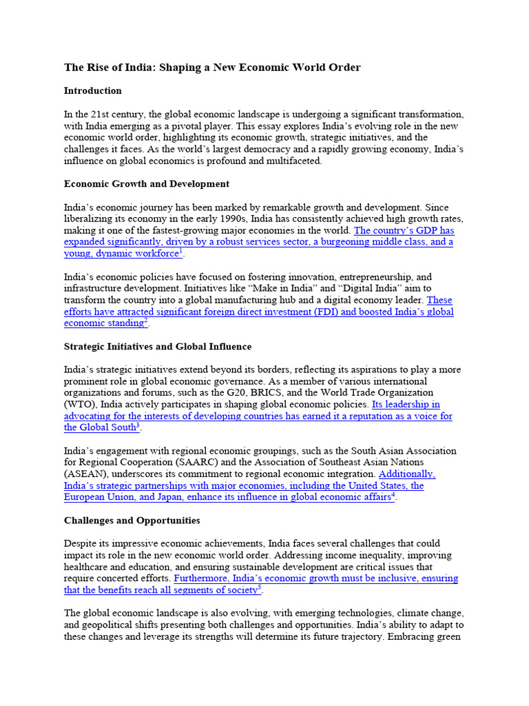 Rise of India - Shaping A New Economic World Order | PDF | Economic ...