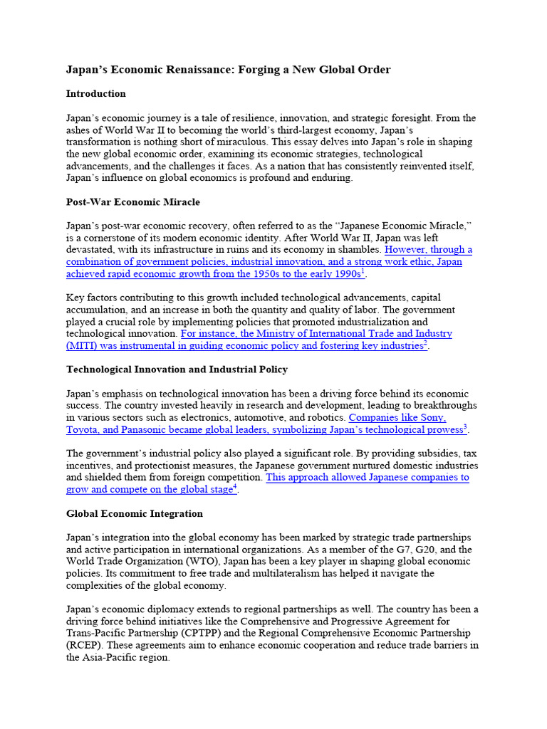 Japan's Economic Evolution and Global Impact | PDF | Innovation | Japan