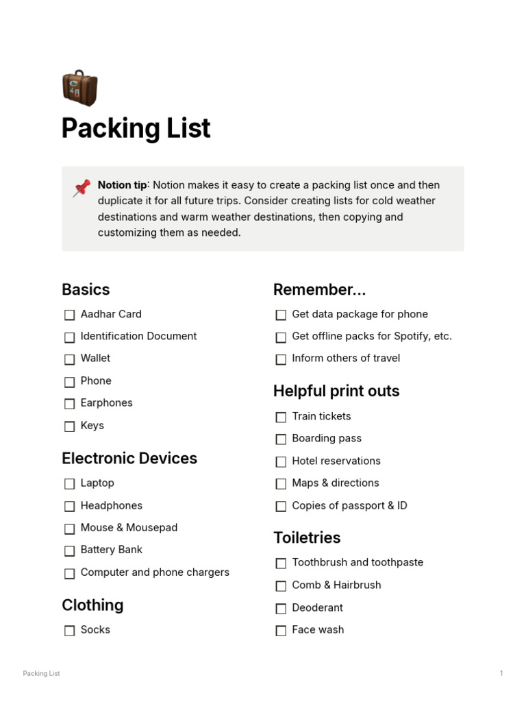 Ultimate Travel Packing Checklist | PDF | Clothing