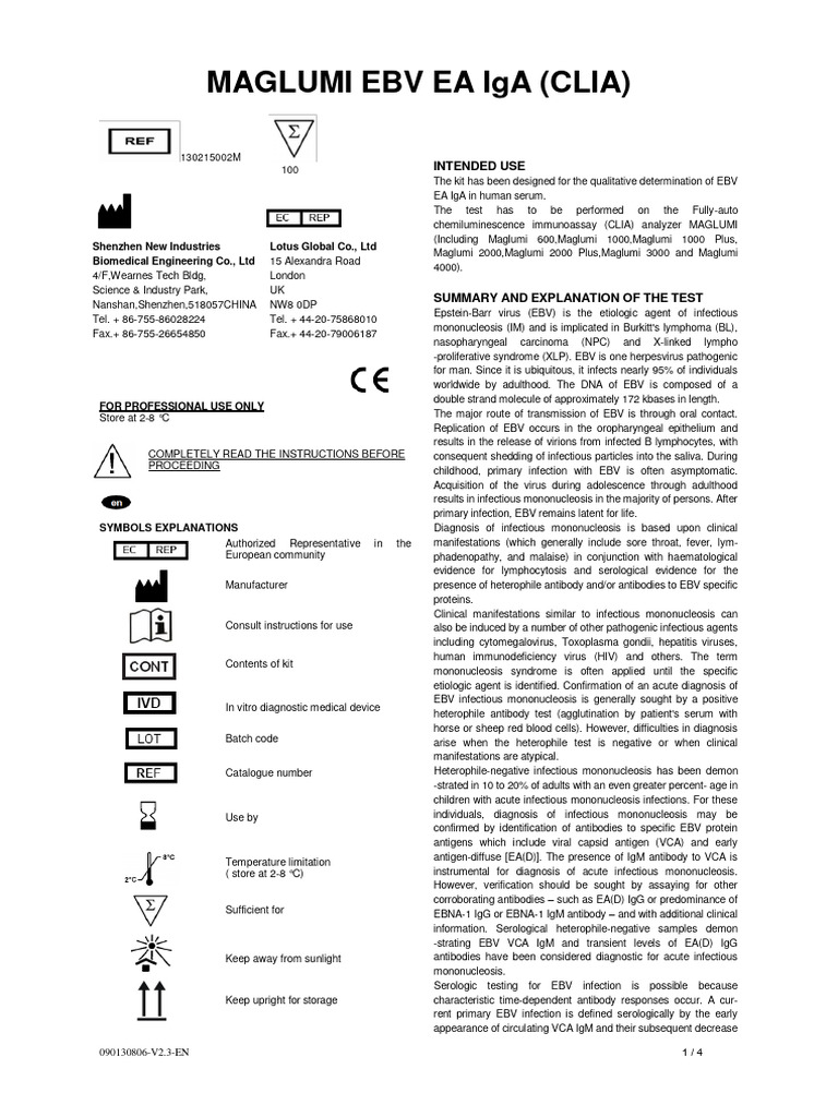 Snibe Maglumi Ebv Ea Iga Clia | PDF | Serology | Infection