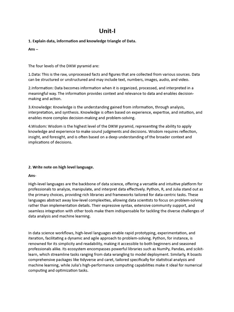 Data Science Question Bank With Answer | PDF | No Sql | Databases