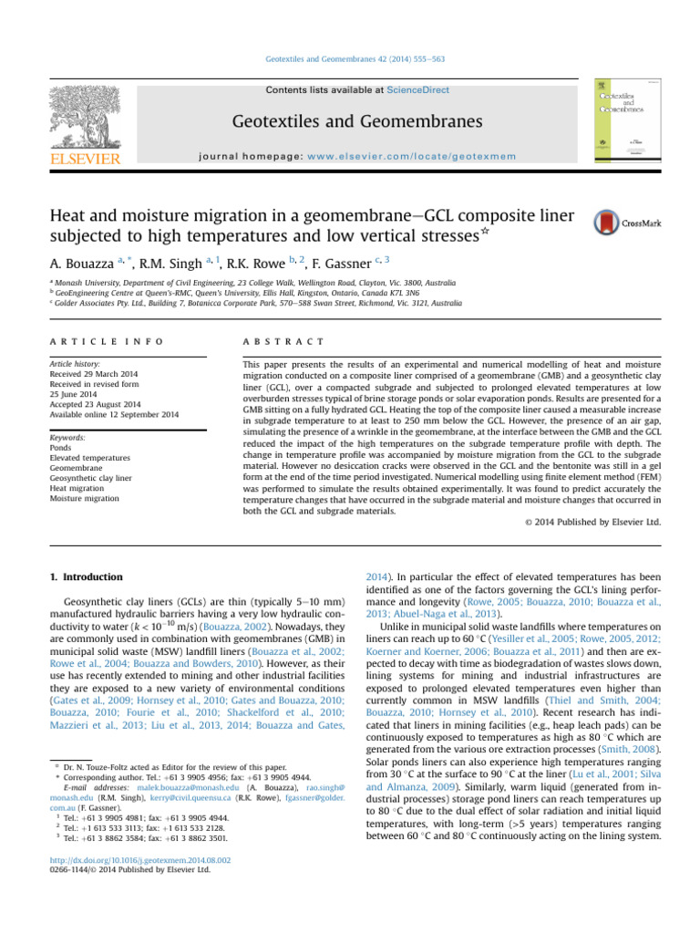 Heat and Moisture Migration in A Geomembrane GCL Composit - 2014 ...