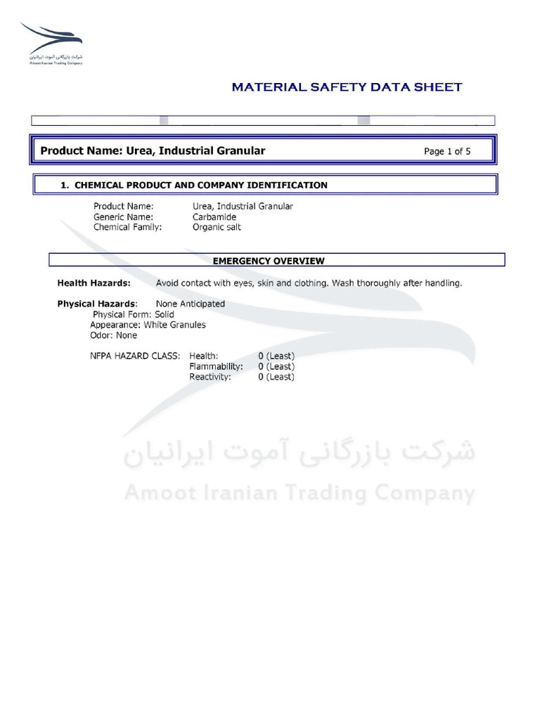 MSDS Granular Urea | PDF