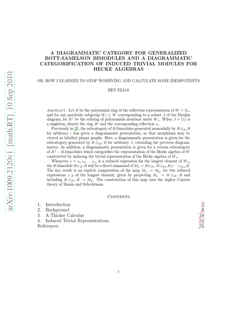 Ben Elias - A Diagrammatic Category For Generalized Bott-Samelson ...