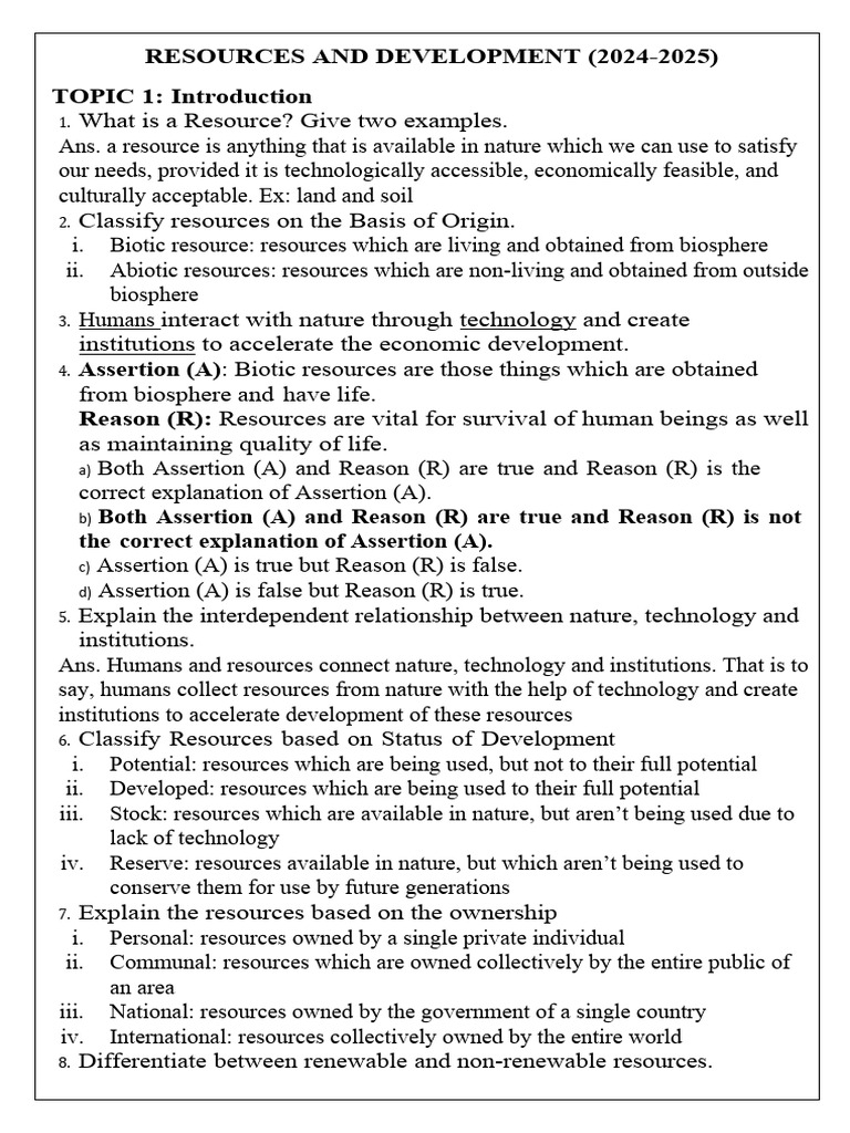 Resource Development and Planning 2024-2025 | PDF | Resource | Soil