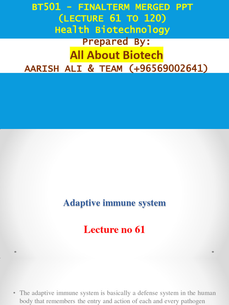 BT501 Health Biotechnology Overview | PDF | Immunodeficiency | T Cell