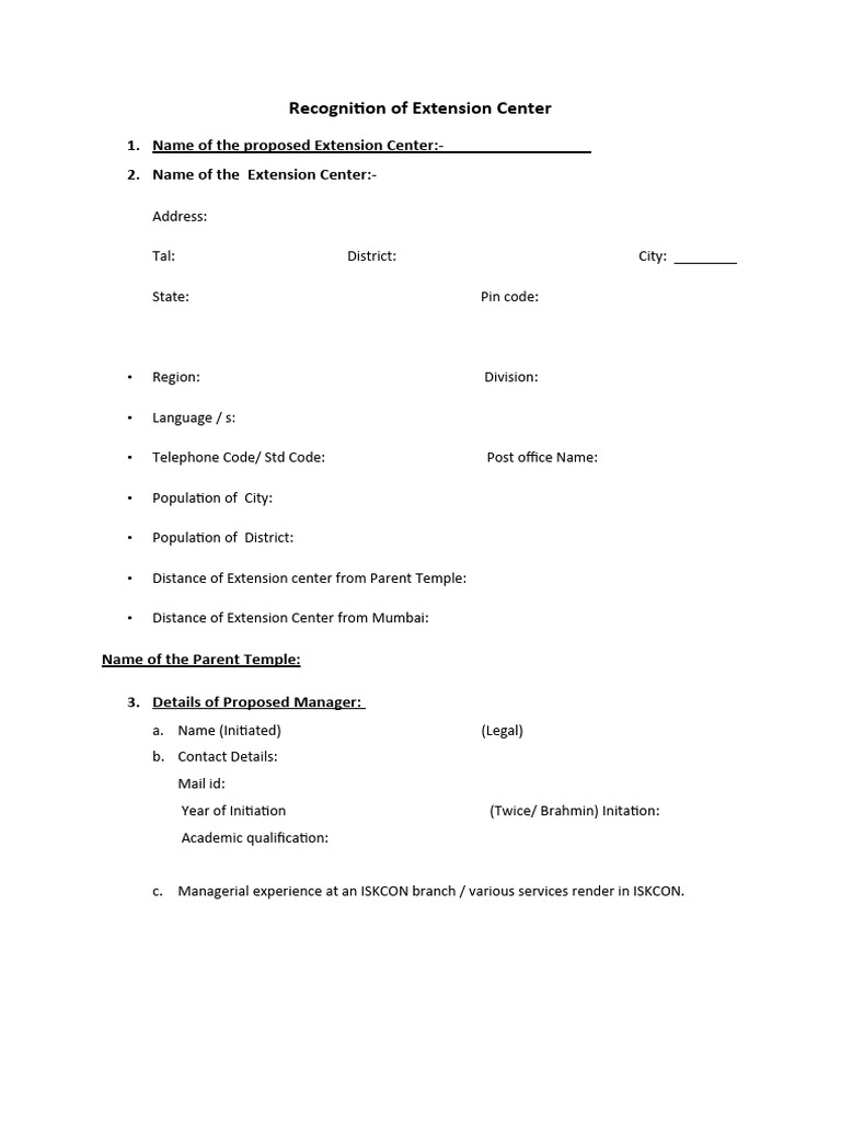 Form for Extension center recognition | PDF | Civil Law (Common Law ...
