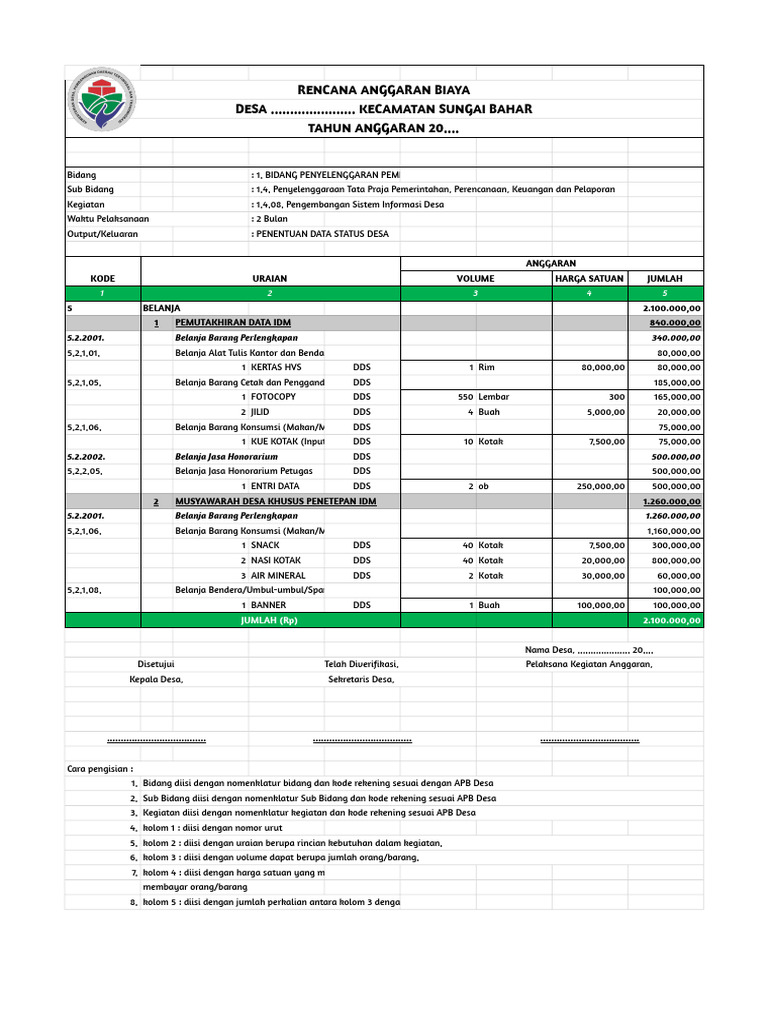 Contoh Kumpulan RAB | PDF
