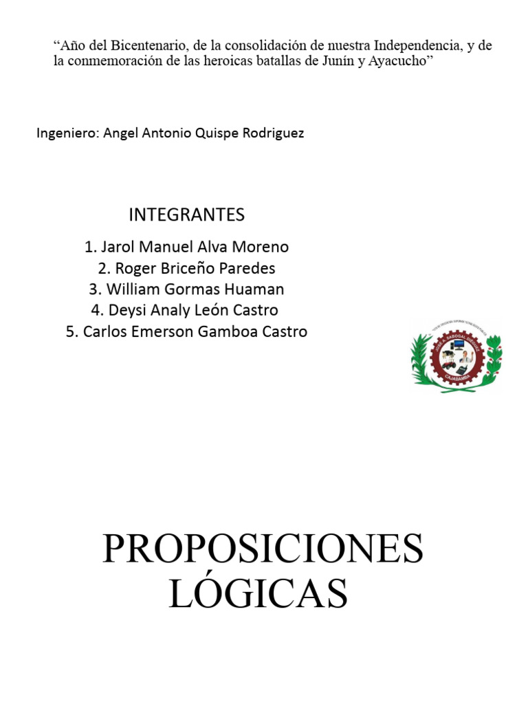 T1 LF G2 Proposiciones Logicas | PDF | Proposición | Predicado (Gramática)