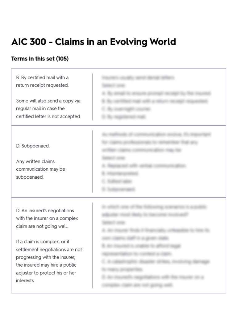 AIC 300: Claims Handling Essentials | PDF | Insurance | Underwriting