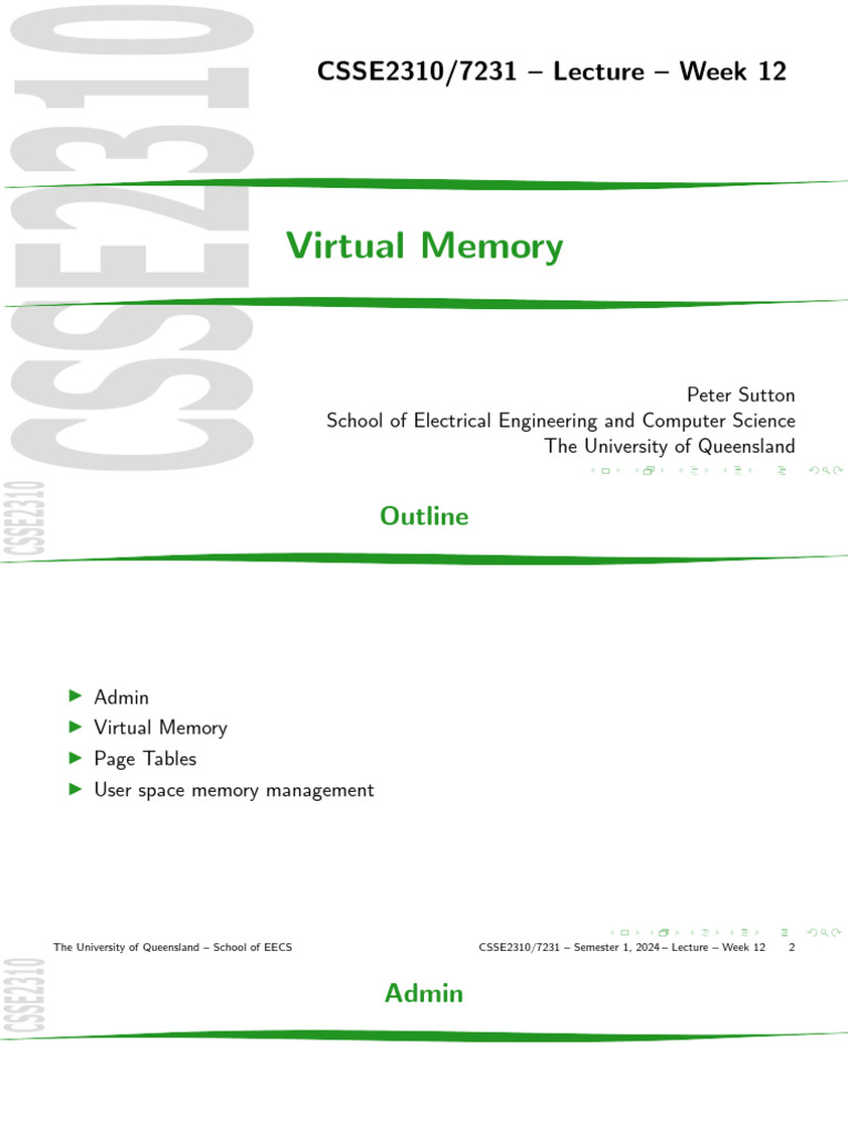 Lecture Week12 Virtual Memory | PDF | Computer Science | Computer Architecture
