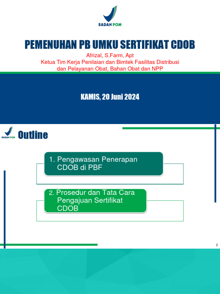 Prosedur Sertifikasi CDOB 2024 | PDF