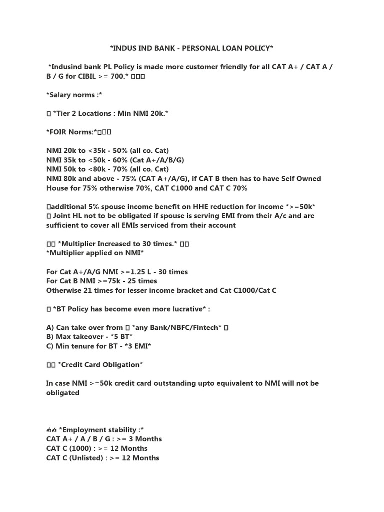 Indusind Bank Revised Policy July'2022 | PDF