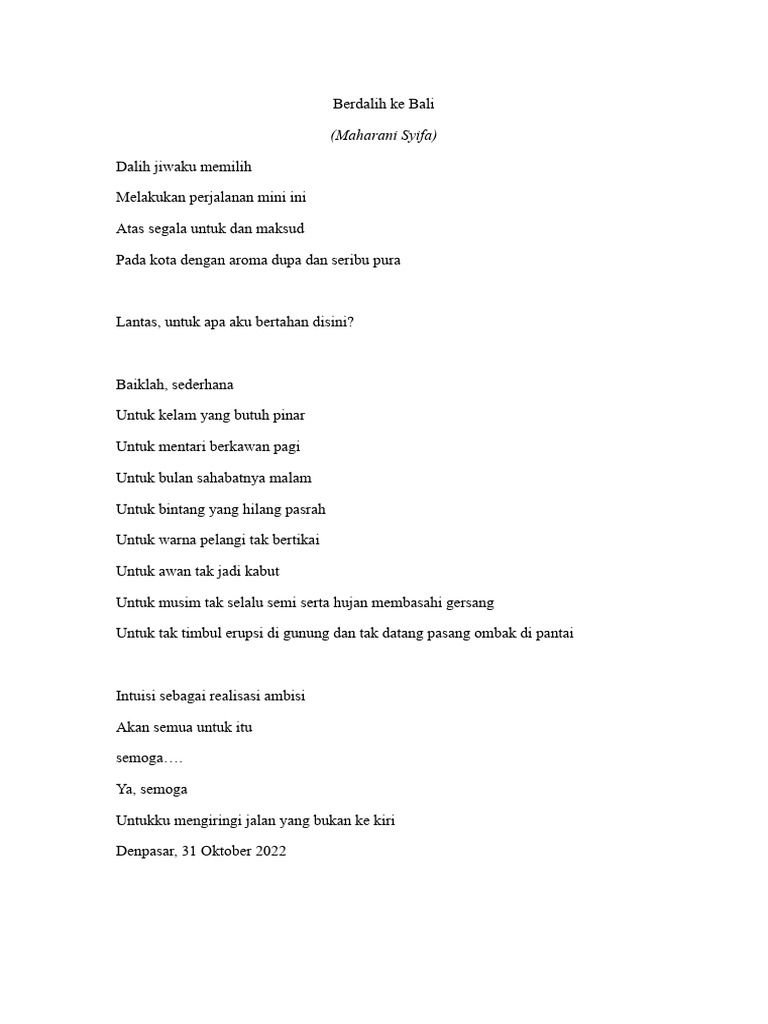 Antologi Puisi Bali | PDF