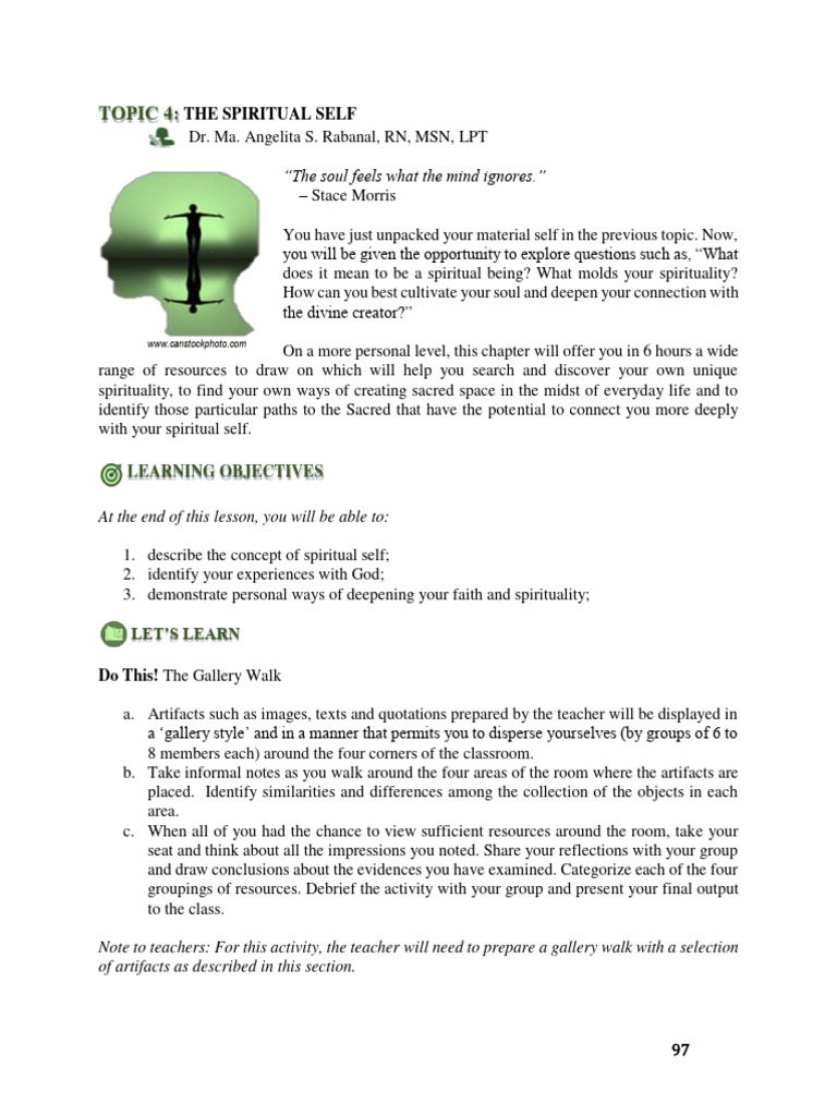 Spiritual Self Poster Creation Guide | PDF | Soul | Spirituality