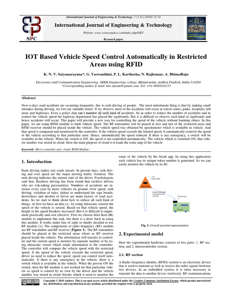 Iot Based Vehicle Speed Control Automatically in Restricted Fry37mfc12 | PDF | Transmitter | Radio