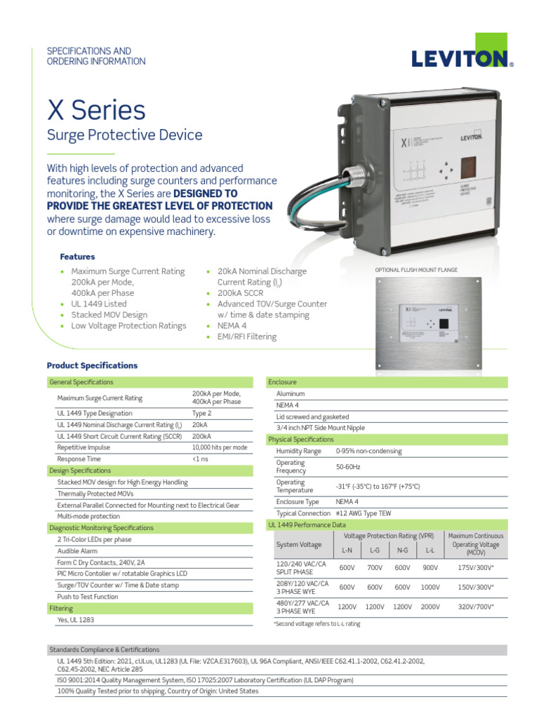 Surge-X Series Spec Sheet Q-1507 | PDF | Electronic Engineering ...