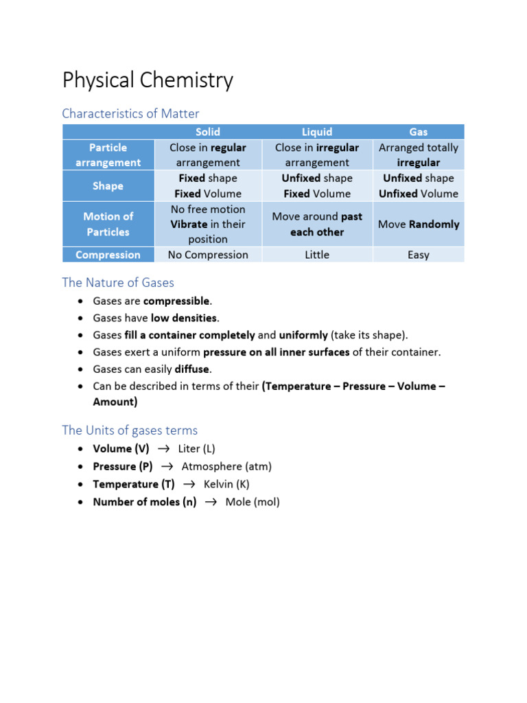 Physical Chemistry | PDF | Gases | Temperature