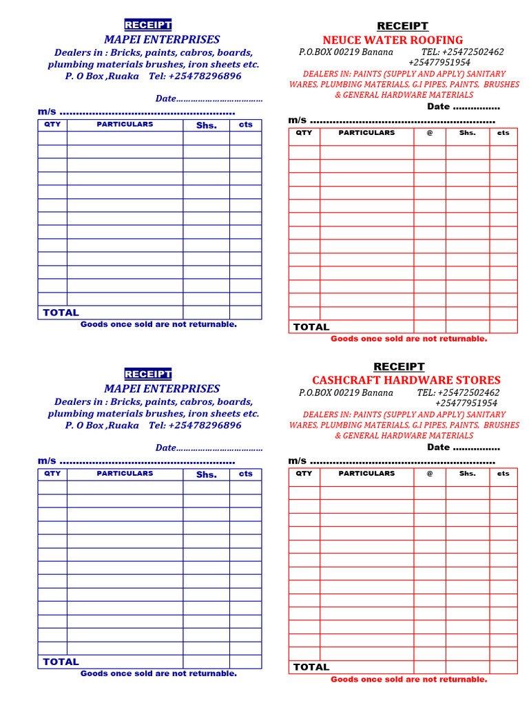 Hardware and Service Receipts Summary | PDF | Technology & Engineering